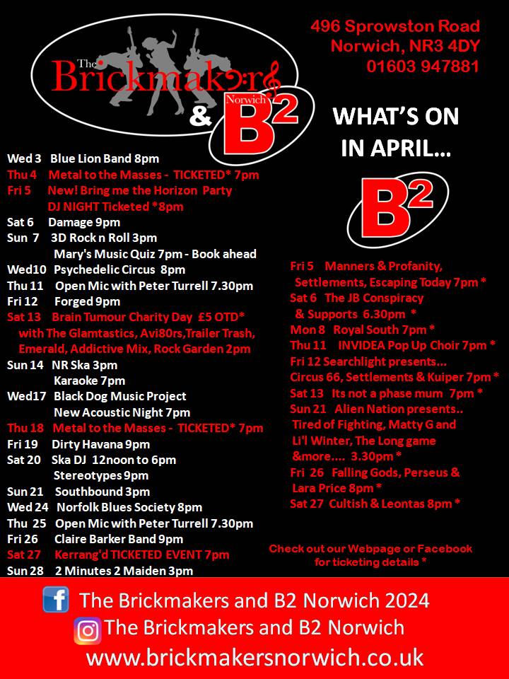 Gig Guide – B2 – The Brickmakers